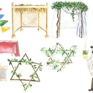 Digital Happy Sukkot Watercolor Clipart for Scrapbooking, Papercrafts ...
