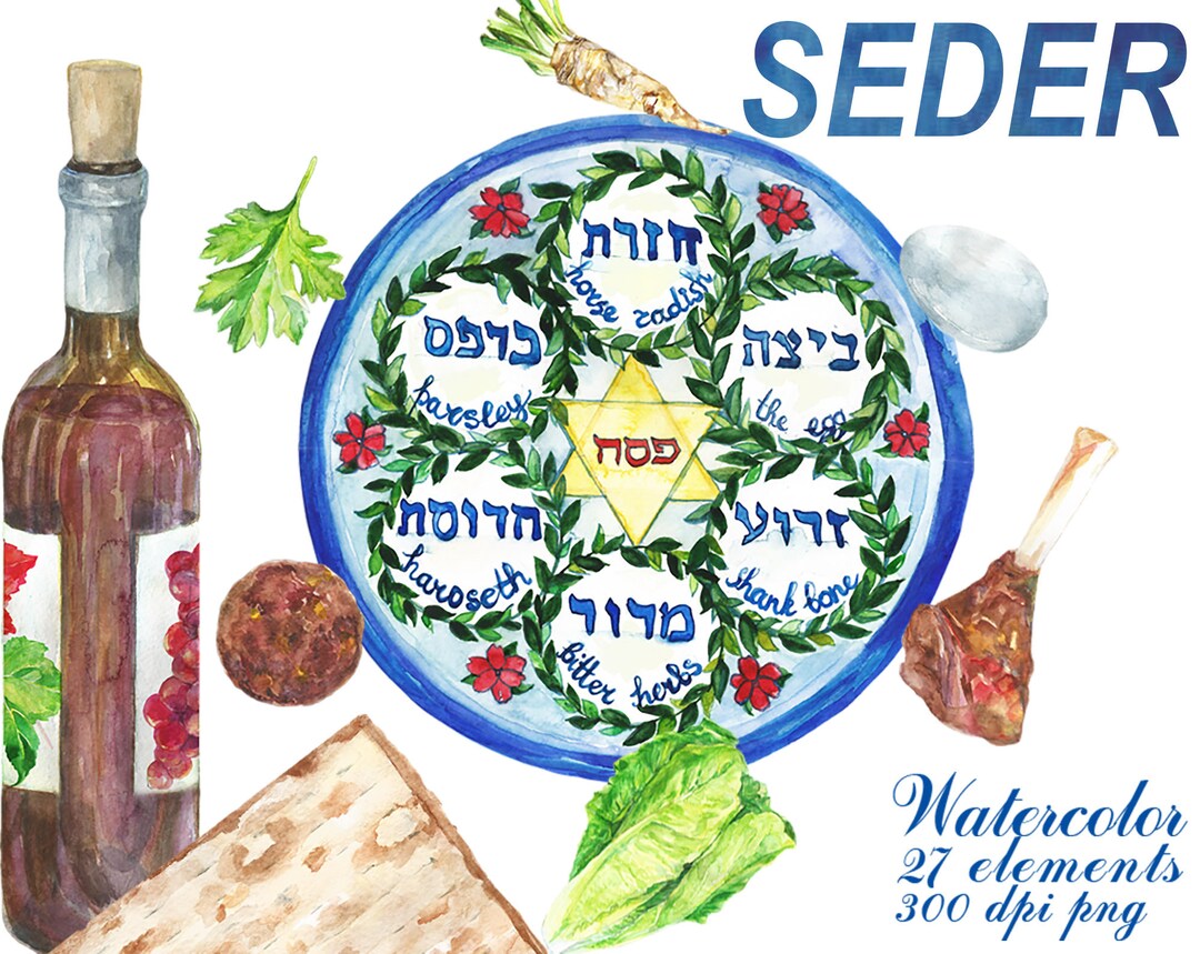 Digital Happy Passover Watercolor Clipart for Scrapbooking, Papercrafts ...