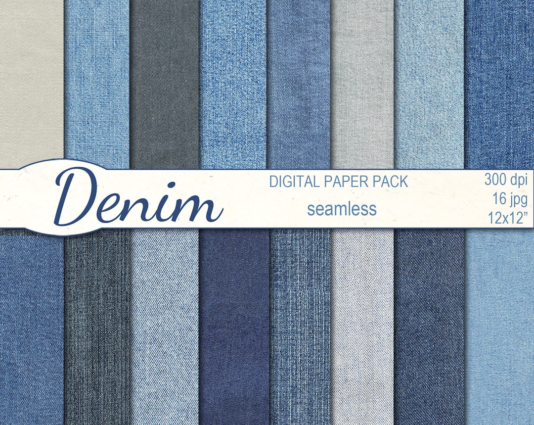 Digital Denim Seamless Paper Pack, 16 Printable Scrapbooking Papers ...