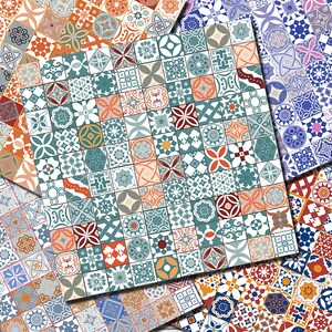 Digital Moroccan Tiles Ethnic Seamless Paper Pack, 20 Printable ...