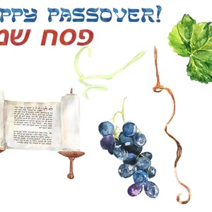 Digital Happy Passover Watercolor Clipart for Scrapbooking, Papercrafts ...