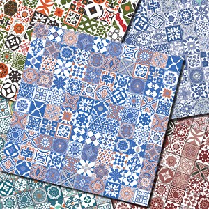 Digital Moroccan Tiles Ethnic Seamless Paper Pack, 20 Printable ...