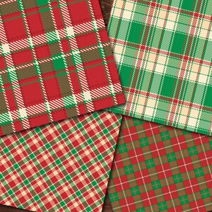 Digital Christmas Plaid Seamless Paper Pack, 16 Printable Digital ...
