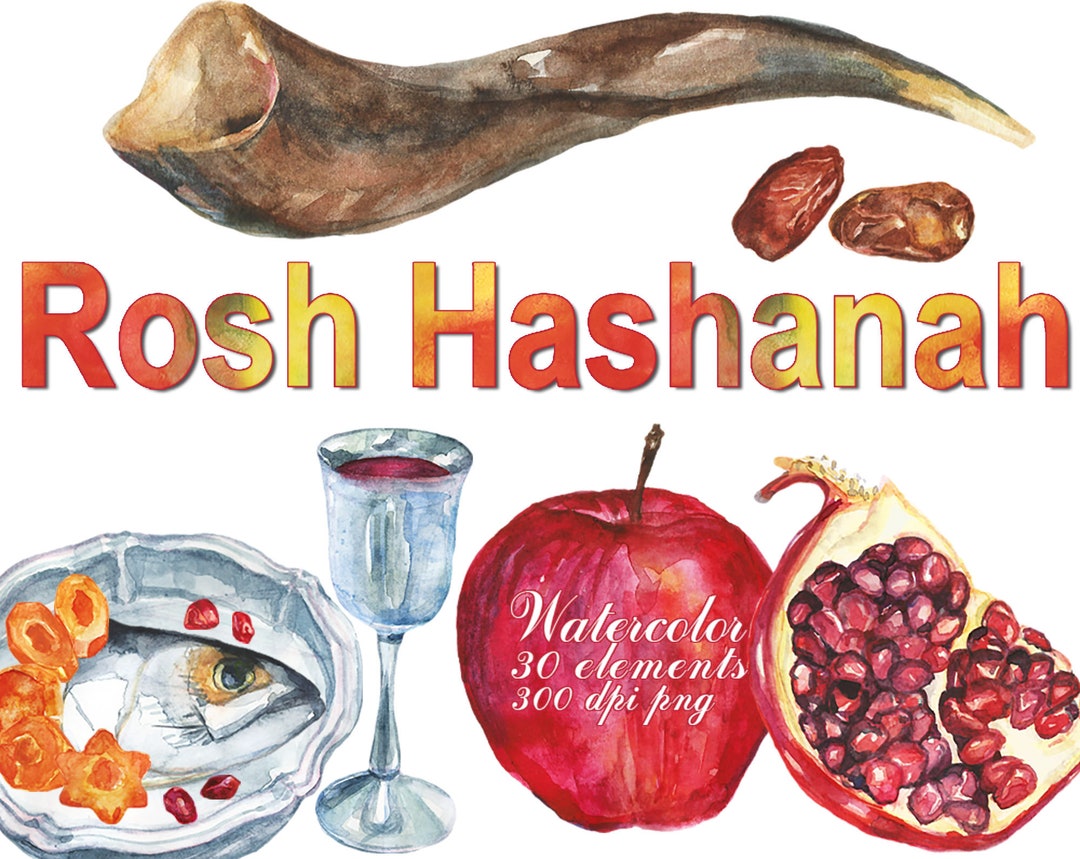 Digital Rosh Hashanah Watercolor Clipart for Scrapbooking, Papercrafts ...