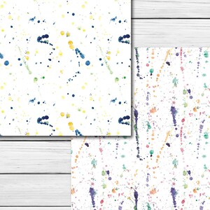Digital Watercolor Splashes Seamless Paper Pack, 18 Printable Digital ...