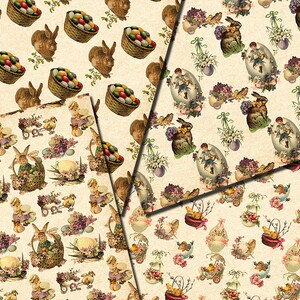 Digital Vintage Easter Paper Pack, 16 Printable Digital Scrapbooking ...