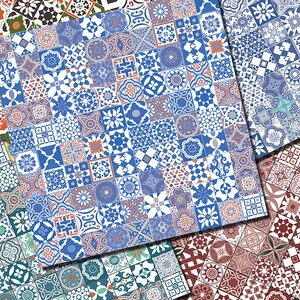 Digital Moroccan Tiles Ethnic Seamless Paper Pack, 20 Printable ...
