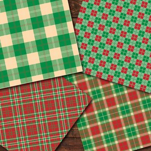 Digital Christmas Plaid Seamless Paper Pack, 16 Printable Digital ...