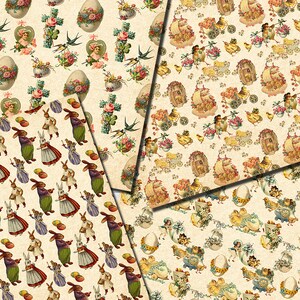 Digital Vintage Easter Paper Pack, 16 Printable Digital Scrapbooking ...