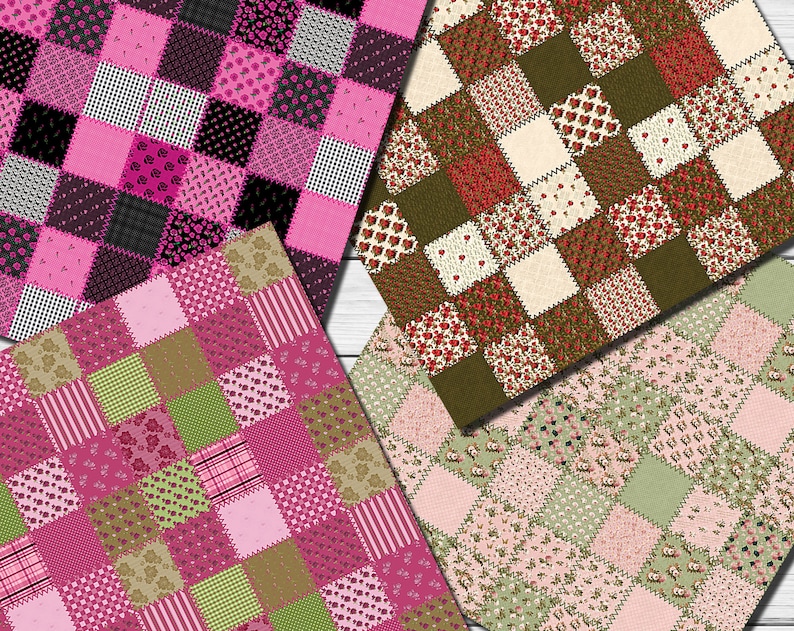 Digital Patchwork Fabric Seamless Paper Pack, 16 Printable Digital ...