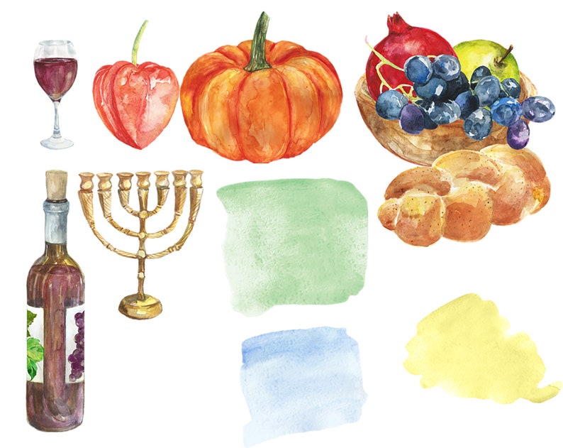 Digital Happy Sukkot Watercolor Clipart for Scrapbooking, Papercrafts ...