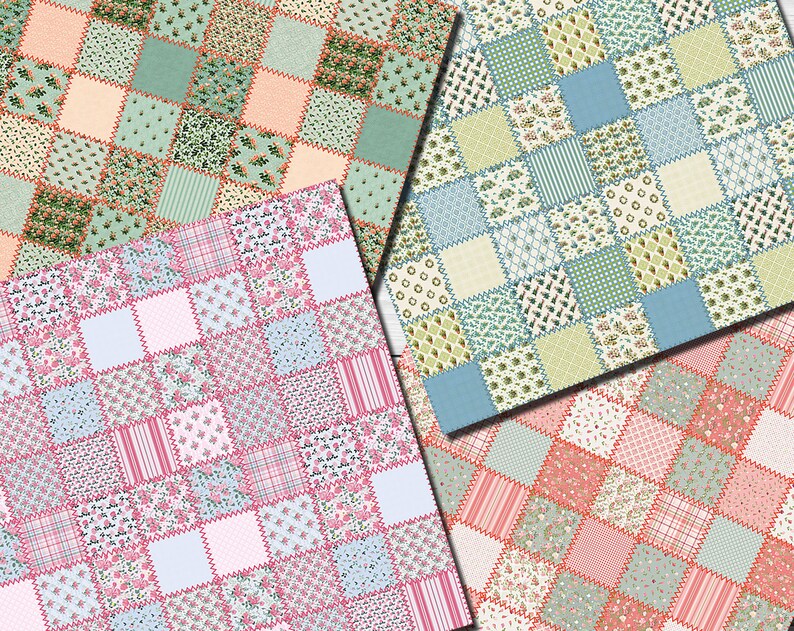 Digital Patchwork Fabric Seamless Paper Pack, 16 Printable Digital ...