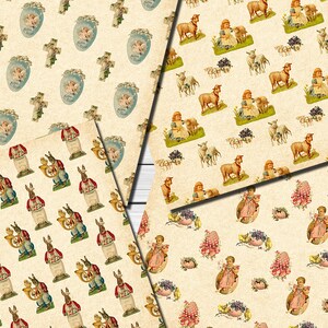 Digital Vintage Easter Paper Pack, 16 Printable Digital Scrapbooking ...