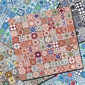 Digital Moroccan Tiles Ethnic Seamless Paper Pack, 20 Printable ...