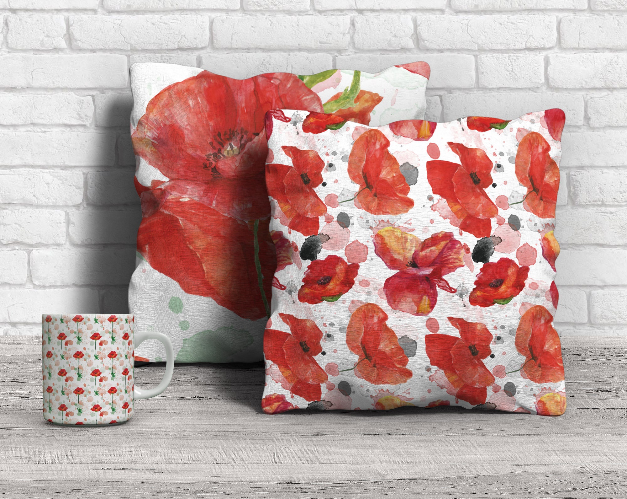 Digital Watercolor Poppies Seamless Paper Pack, 16 Printable ...