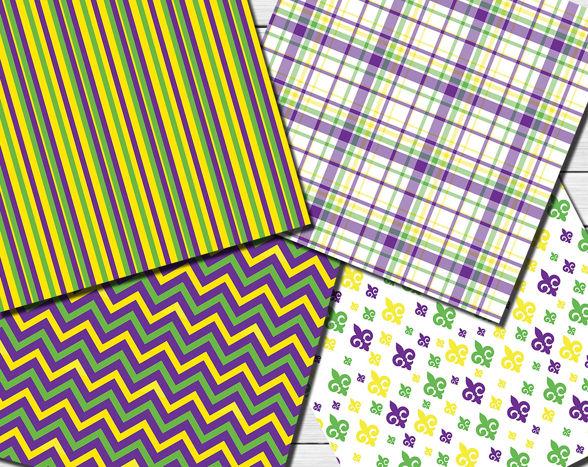 Digital Watercolor Mardi Gras Seamless Pack, 16 Printable Digital ...