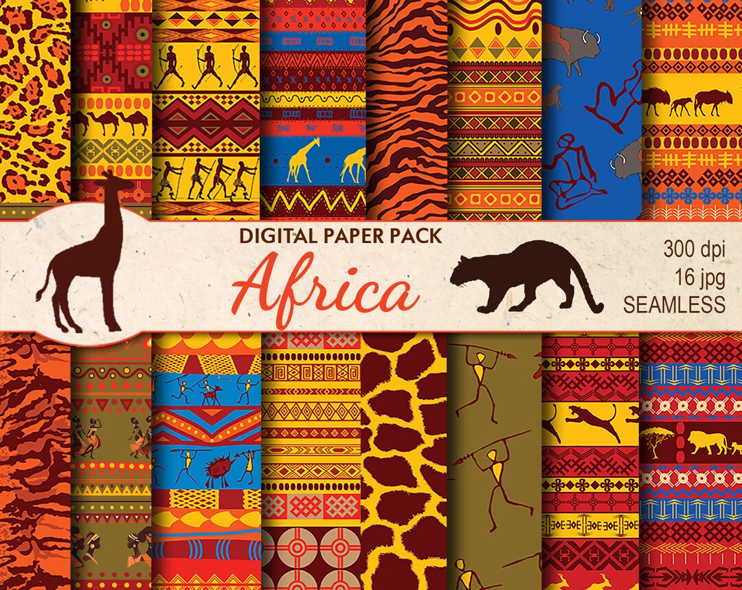 Digital African Ethnic Seamless Paper Pack, 16 Tribal Printable ...