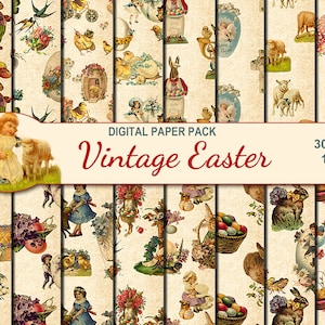Digital Vintage Easter Paper Pack, 16 Printable Digital Scrapbooking ...