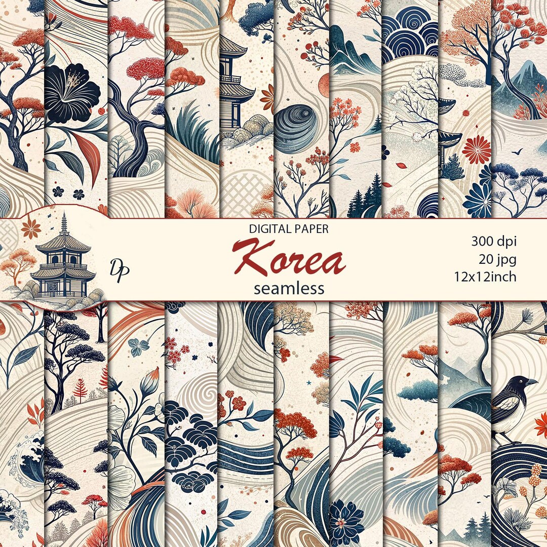 Digital Korea Seamless Papers, 20 Traditional Korean Printable Patterns ...