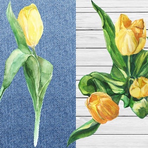 30 Digital Watercolor Tulips Clip Art, Floral Digital Collage, Instant ...