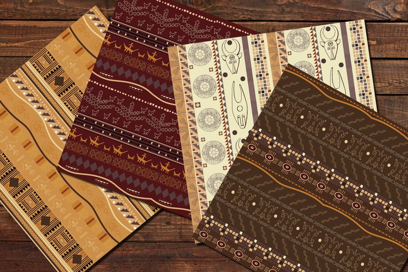 Digital African Ornament Seamless Paper Pack, 16 Printable Scrapbooking ...