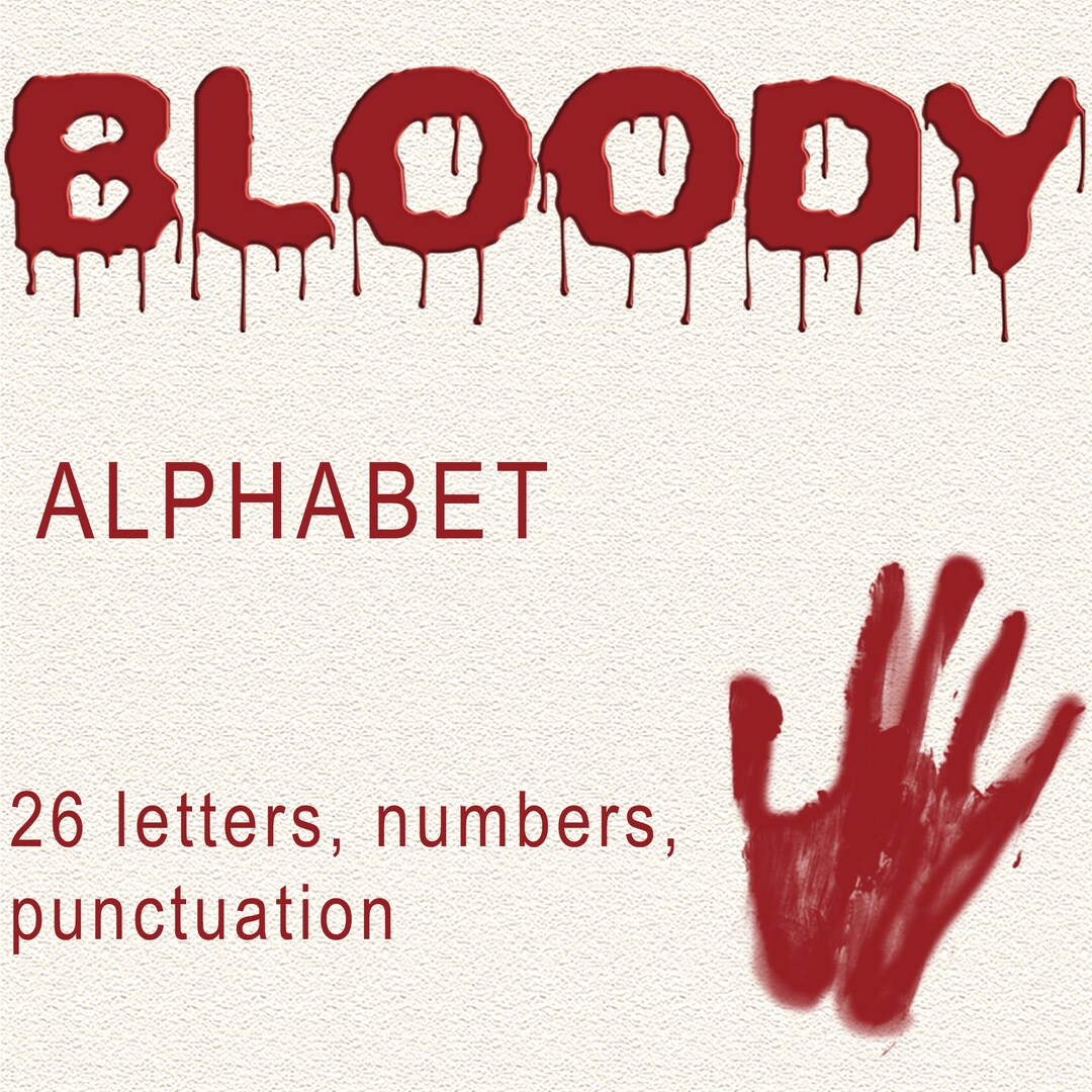 Digital Bloody Alphabet for Scrapbooking, Halloween Papercrafts, Horror ...