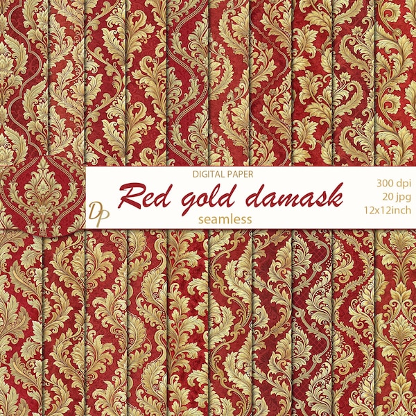 Red Damask Paper - Etsy