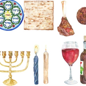 Digital Happy Passover Watercolor Clipart for Scrapbooking, Papercrafts ...