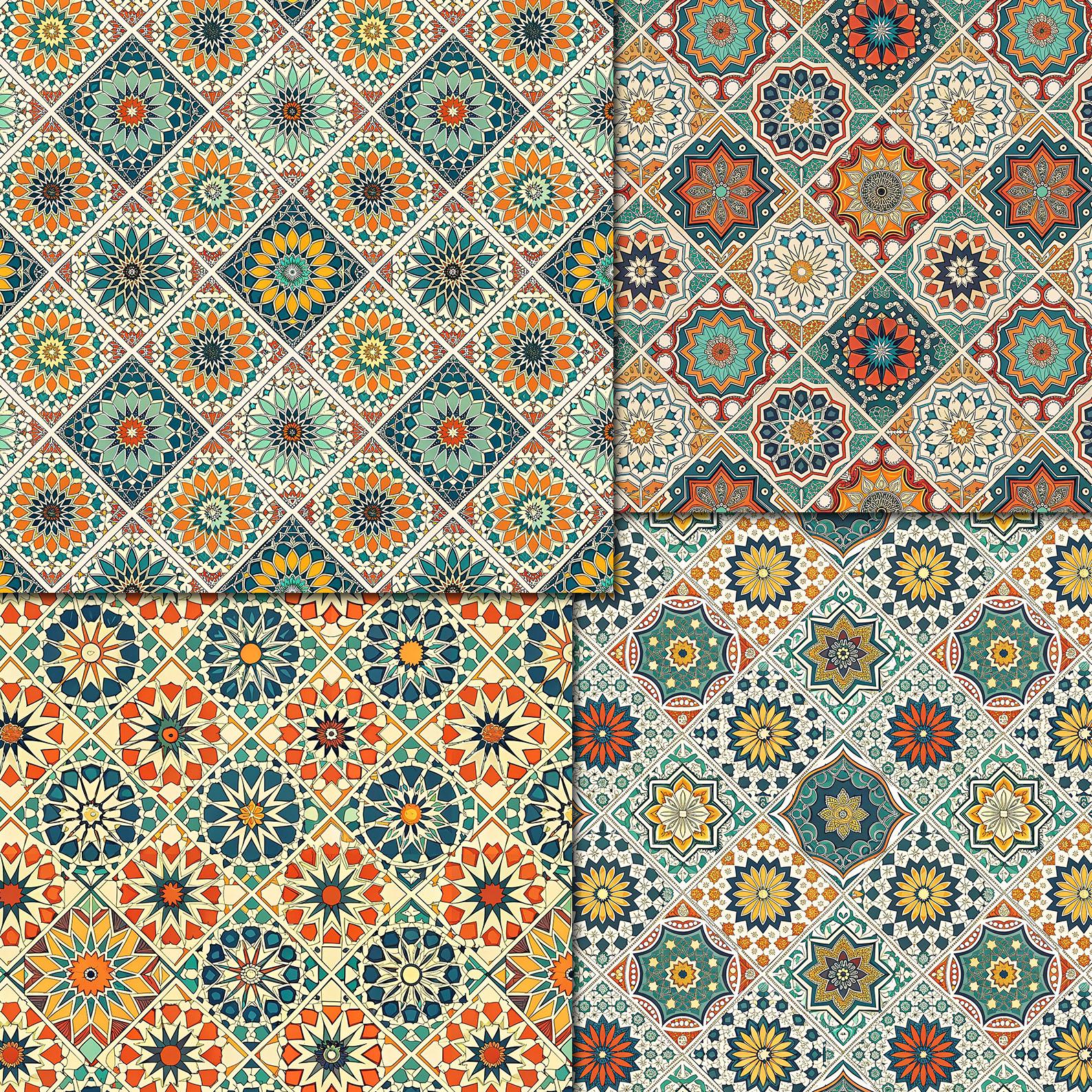 Digital Moroccan Zellige Tiles Ethnic Seamless Papers, 25 Printable ...