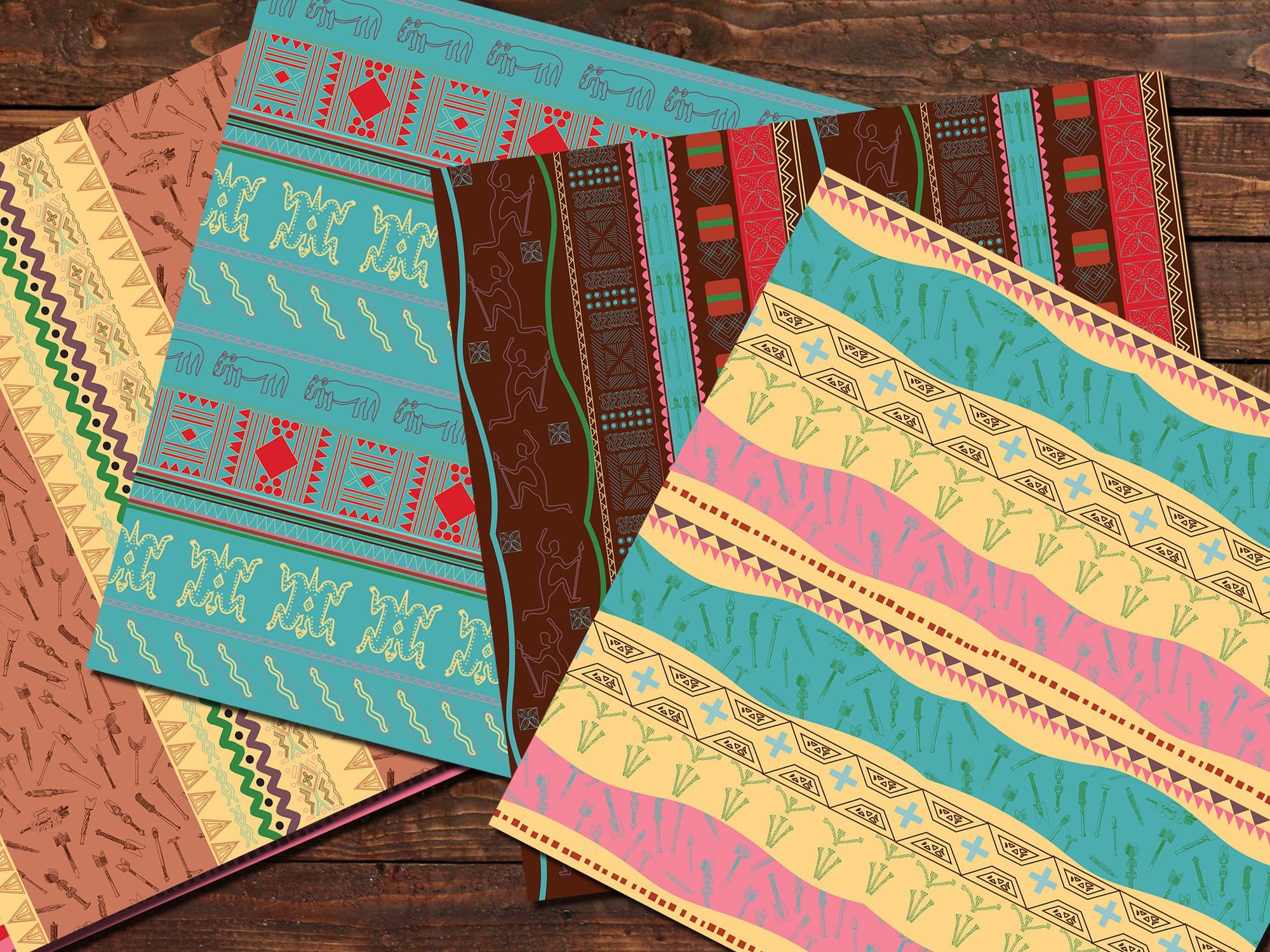 Digital African Ornament Seamless Paper Pack, 16 Printable Scrapbooking ...