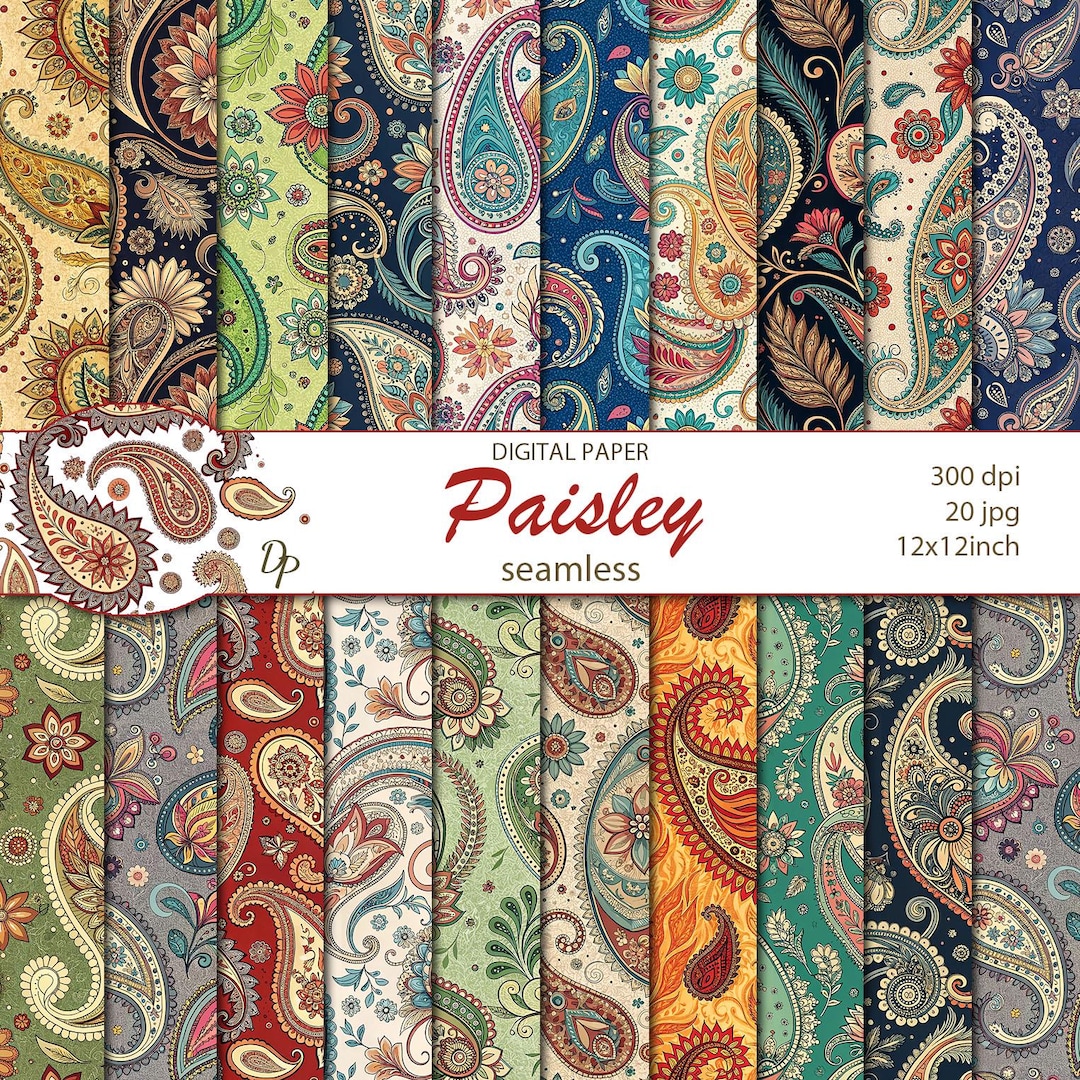 Digital Paisley Seamless Papers, 20 Printable Scrapbooking Patterns ...