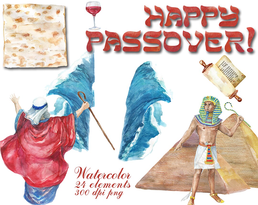 Digital Happy Passover Watercolor Clipart for Scrapbooking, Papercrafts ...