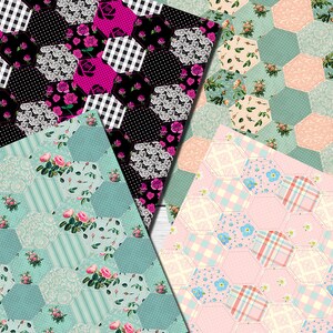 Digital Patchwork Quilt Fabric Seamless Paper Pack, 16 Printable ...