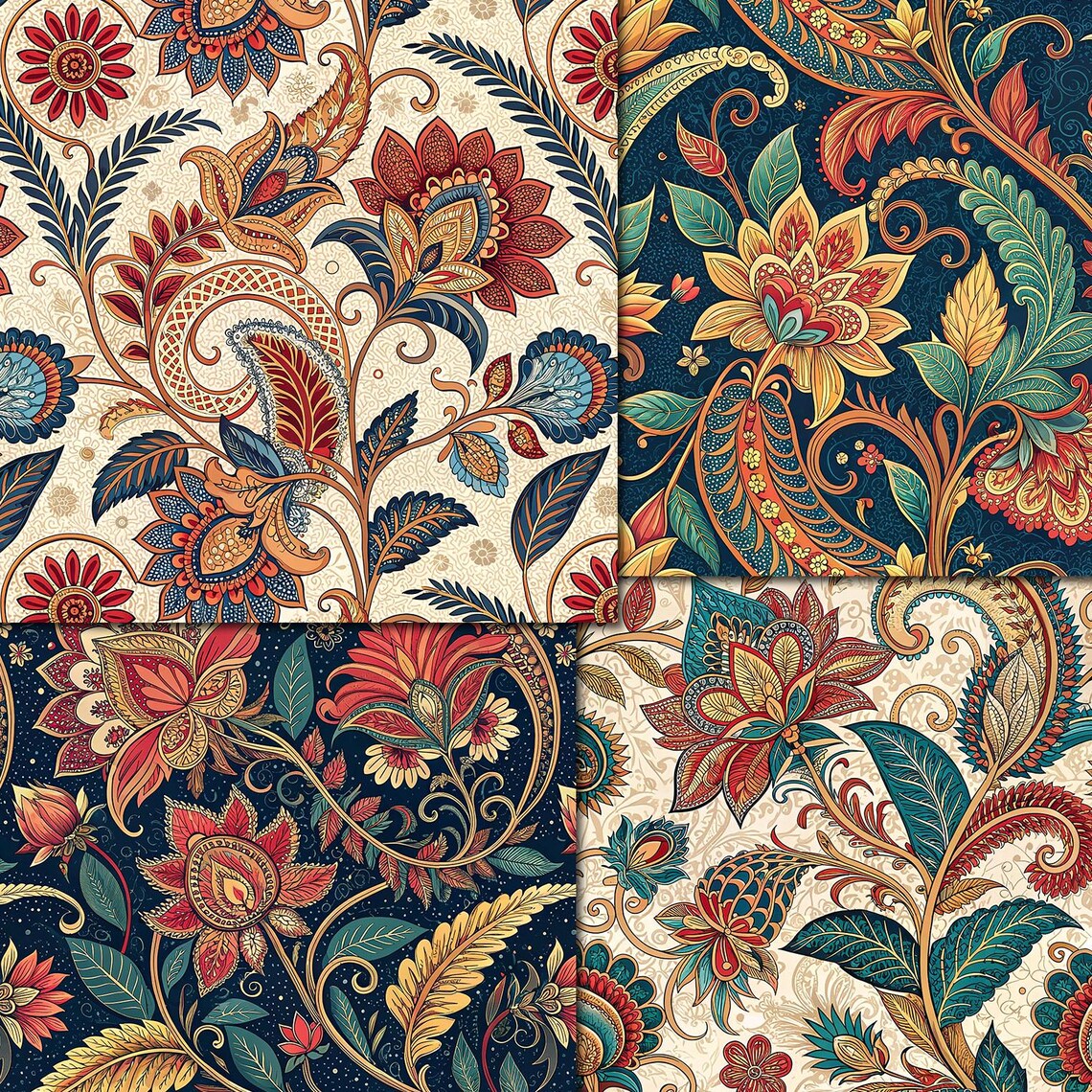 Digital Traditional Batik Seamless Papers, 24 Printable Indian ...