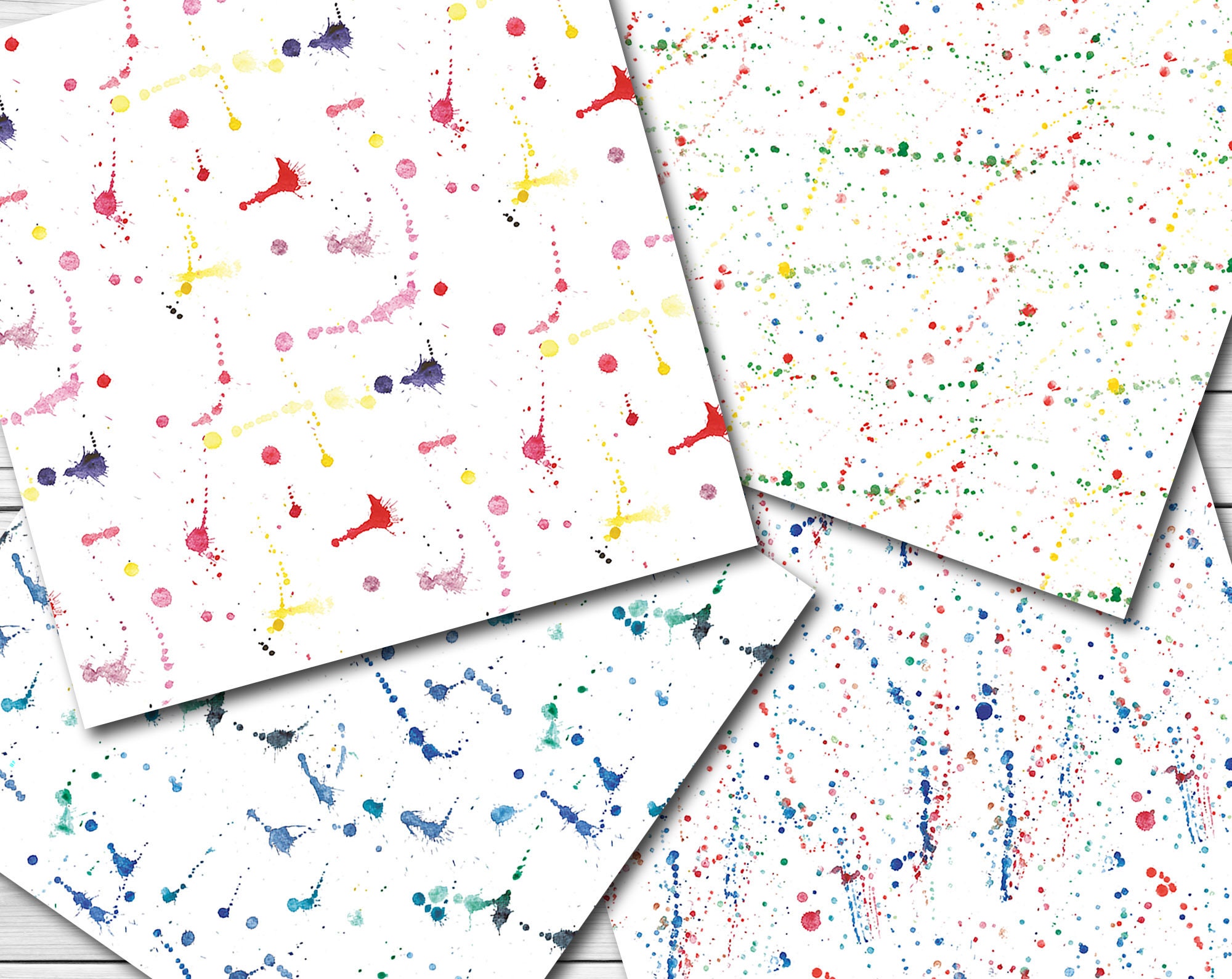 Digital Watercolor Splashes Seamless Paper Pack, 18 Printable Digital ...