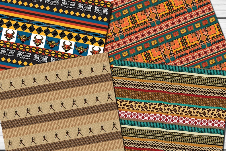 Digital African Ethnic Seamless Paper Pack, 16 Tribal Printable ...