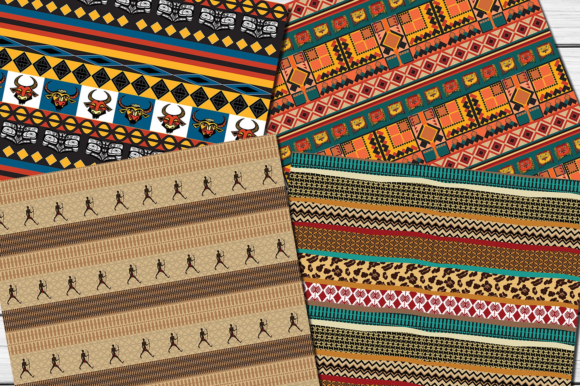 Digital African Ethnic Seamless Paper Pack, 16 Tribal Printable ...