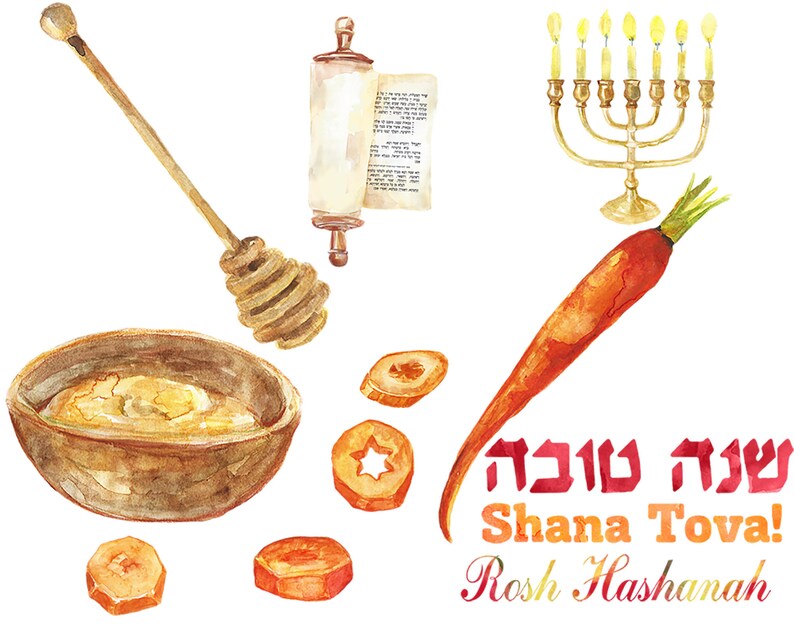 Digital Rosh Hashanah Watercolor Clipart for Scrapbooking, Papercrafts ...