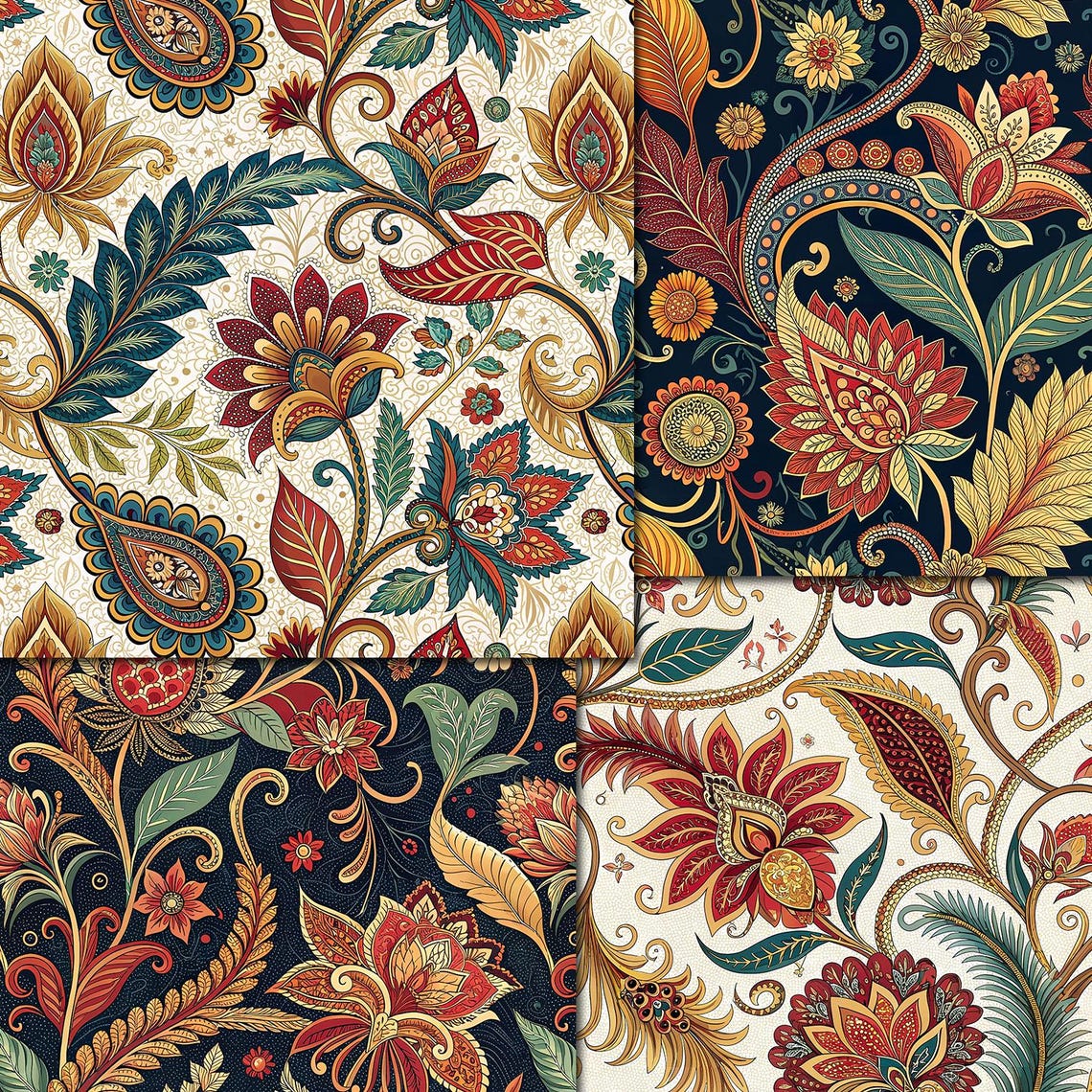 Digital Traditional Batik Seamless Papers, 24 Printable Indian ...
