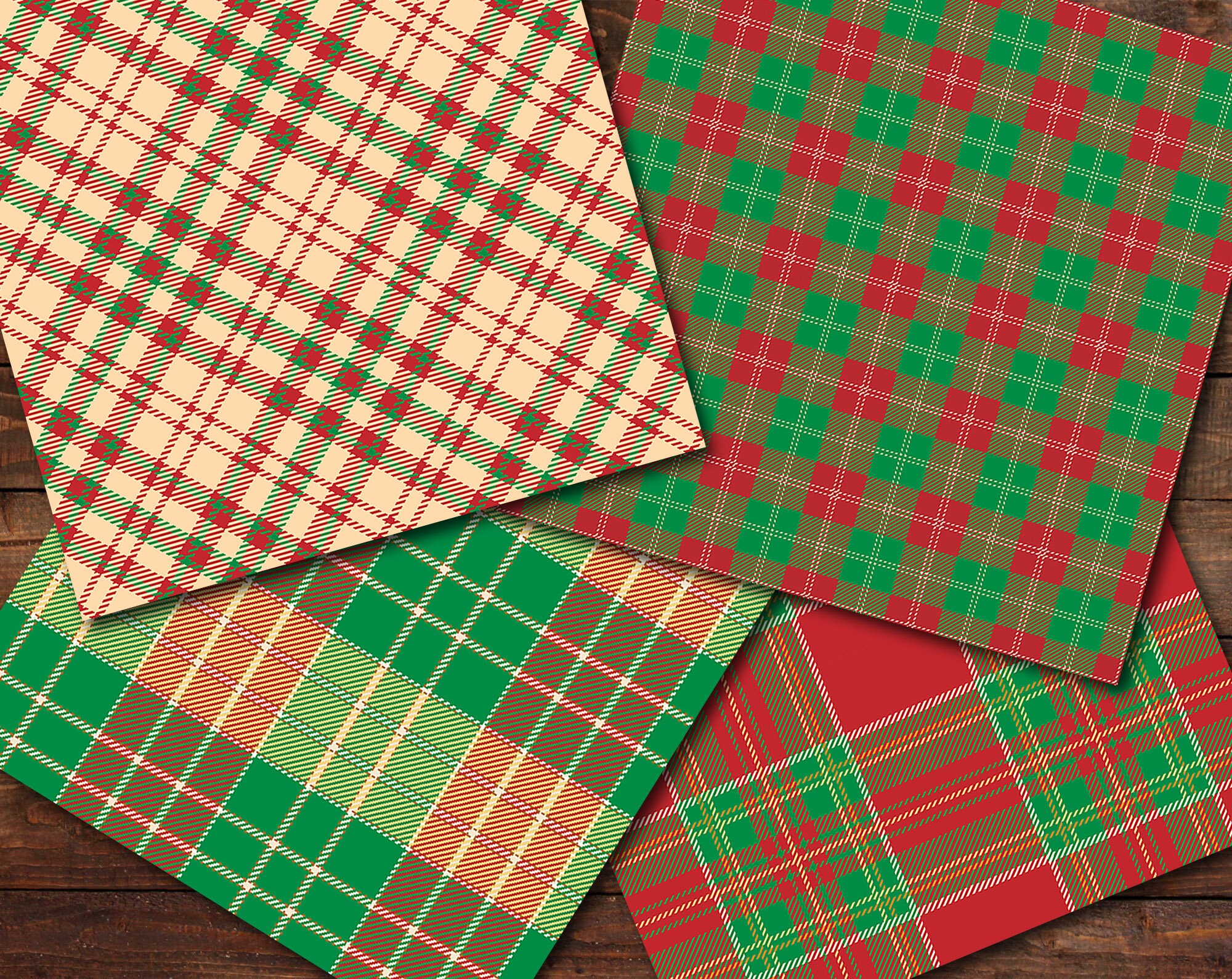 Digital Christmas Plaid Seamless Paper Pack, 16 Printable Digital ...