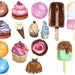 Digital Watercolor Sweet Clipart, Printable Digital Scrapbooking, Food ...
