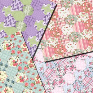 Digital Patchwork Quilt Fabric Seamless Paper Pack, 16 Printable ...
