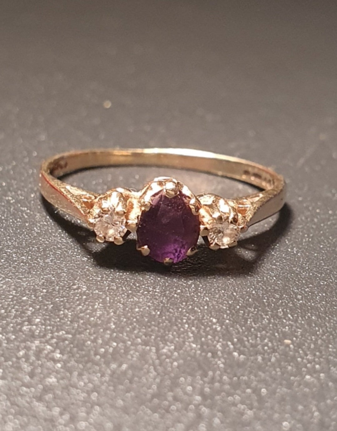 Purple Amethyst and Diamond 9ct Gold Engagement Ring UK Size K. Alfred ...