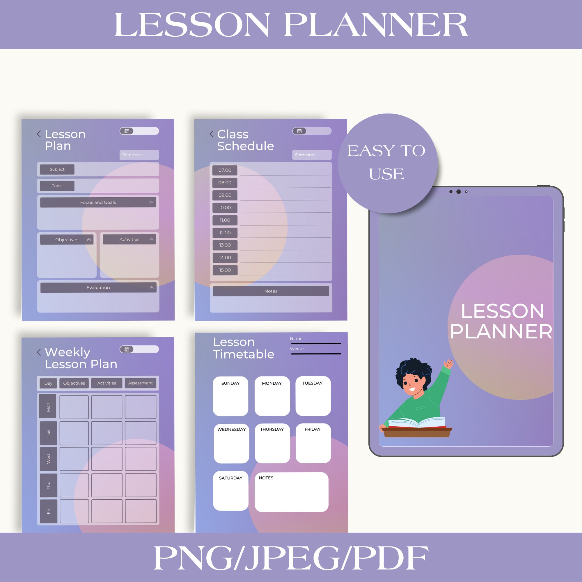 Digital Product Digital Planner Lesson Planner Class Schedule Lesson ...