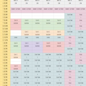 Printable Weekly Class Schedule for College Students, Printable Weekly ...