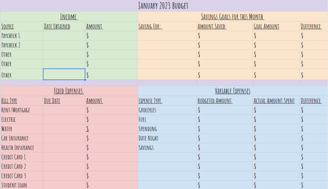 Printable Monthly Budget, Save Money, Monthly Savings Tracker - Etsy