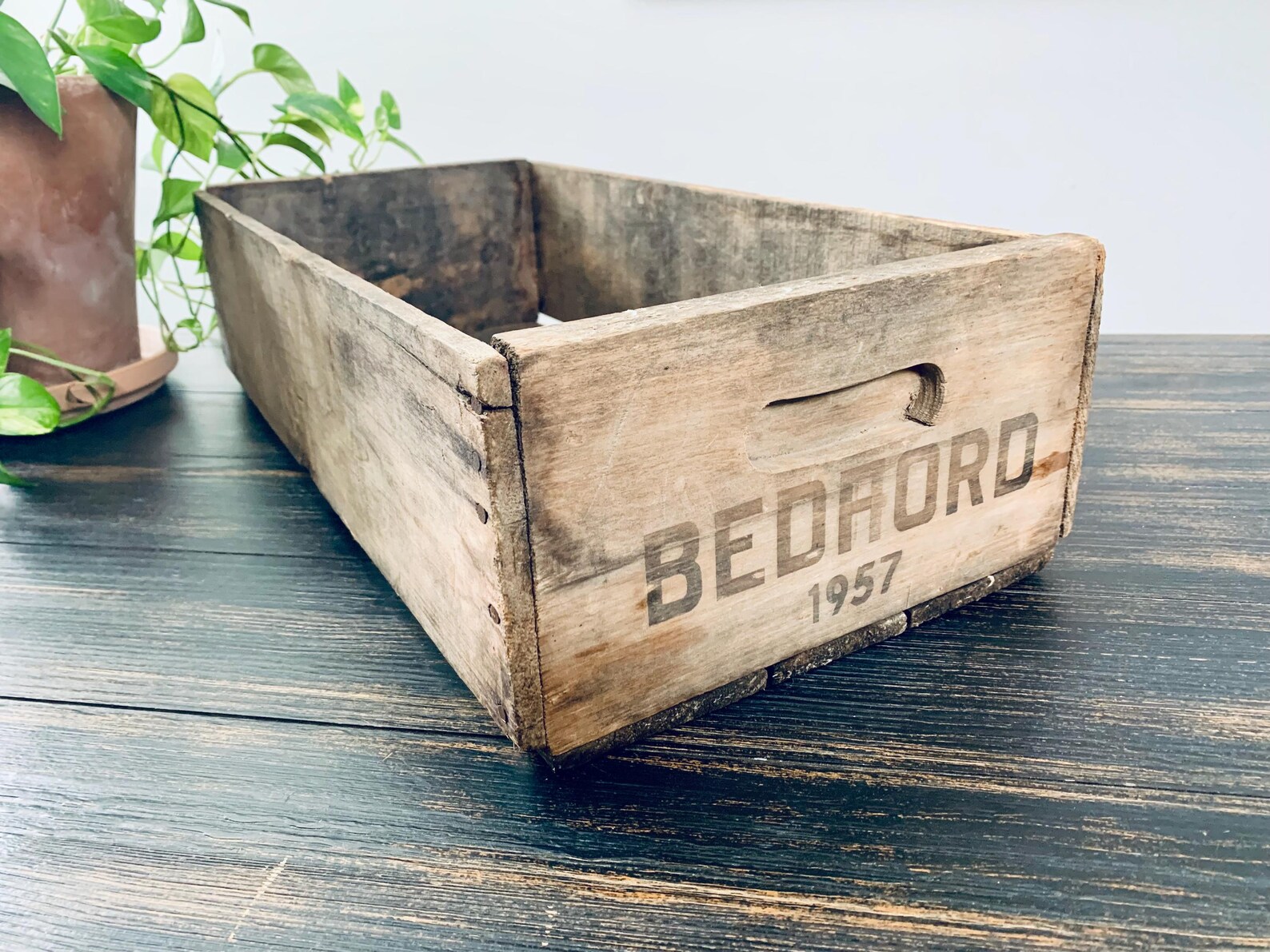 Antique Divided Wood Crate, Bedford 1957, Large 24 Inch - Etsy