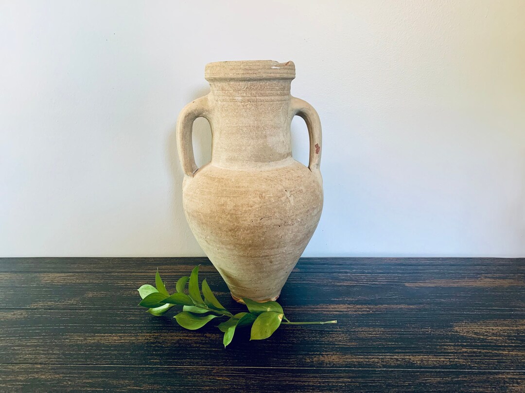 Large Vintage Terracotta Clay Jug, Vase, Turkish Style Pottery Vessel ...