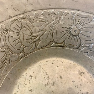 Hand Forged Silver Floral Etched Bowl, Everlast Metal - Etsy