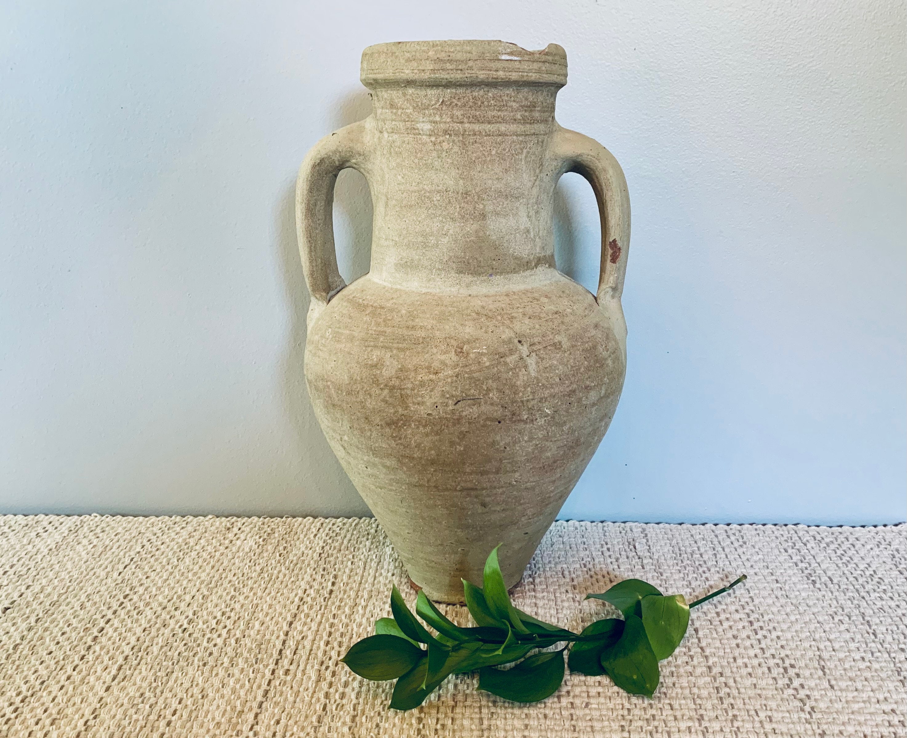 Large Vintage Terracotta Clay Jug, Vase, Turkish Style Pottery Vessel ...